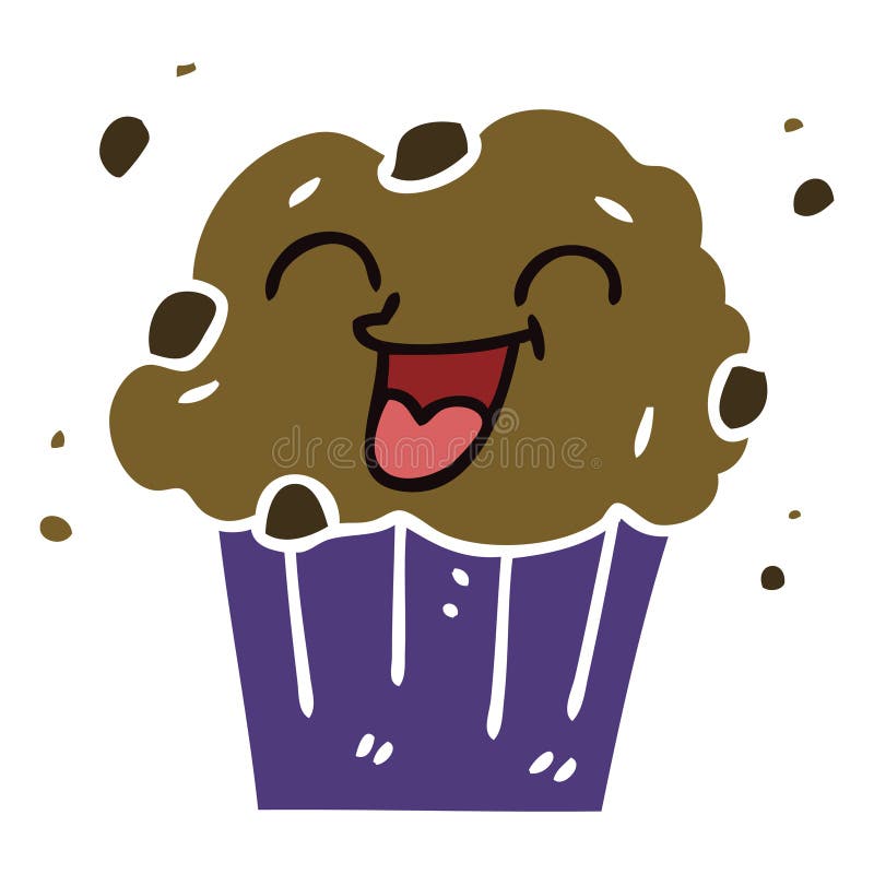 Hand Drawn Quirky Cartoon Happy Muffin Stock Vector - Illustration of ...
