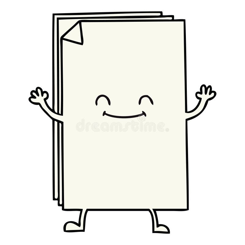 Hand Drawn Quirky Cartoon Happy Stack of Papers Stock Vector ...