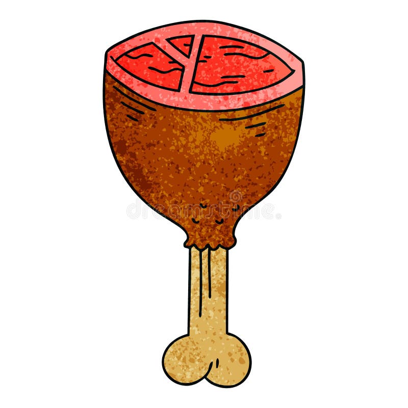 Hand Drawn Quirky Cartoon Meat Bone Stock Vector - Illustration of ...