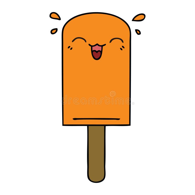 Hand Drawn Quirky Cartoon Orange Ice Lolly Stock Vector - Illustration ...