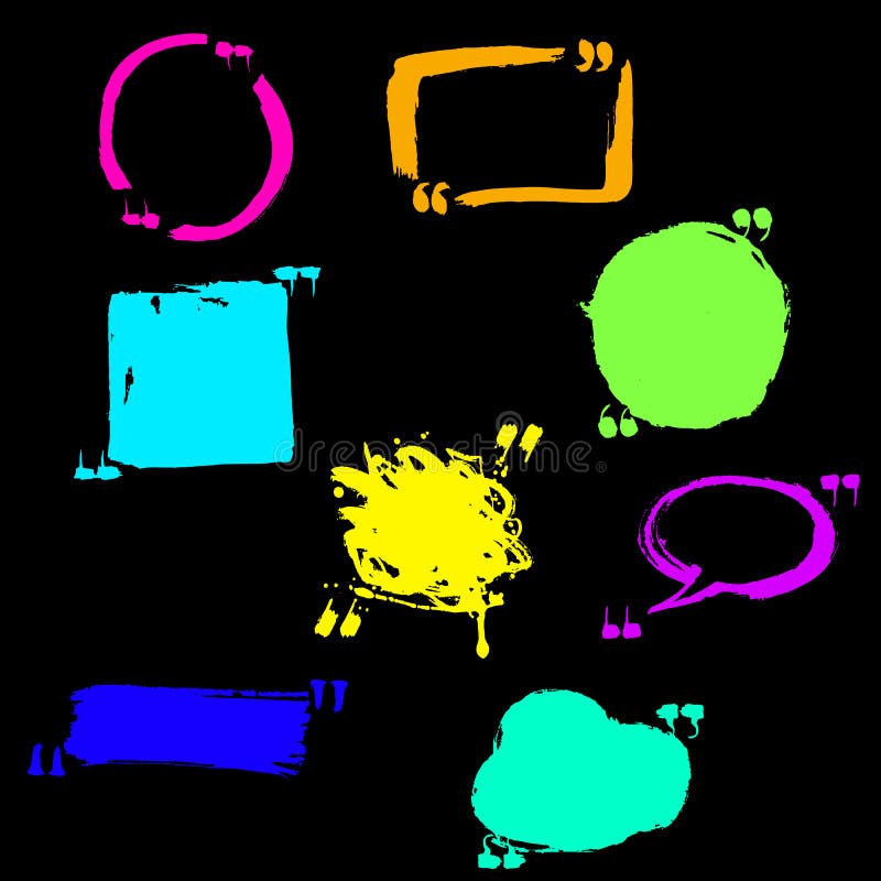 Hand Drawn Quote Frames Created by Dry Brush. Grunge Style Set on the ...