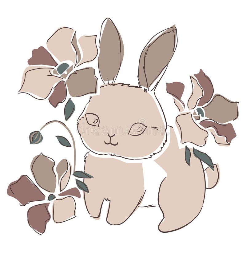 Hand Drawn Rabbit. Beautiful Decorative Bunny, Element for Design ...