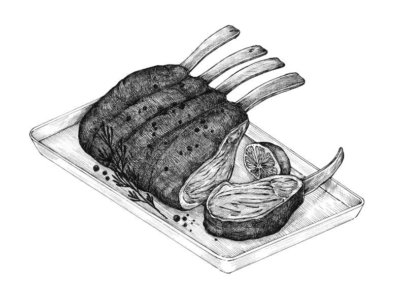 Raw rack of lamb icon stock vector. Illustration of cutlet - 99875577