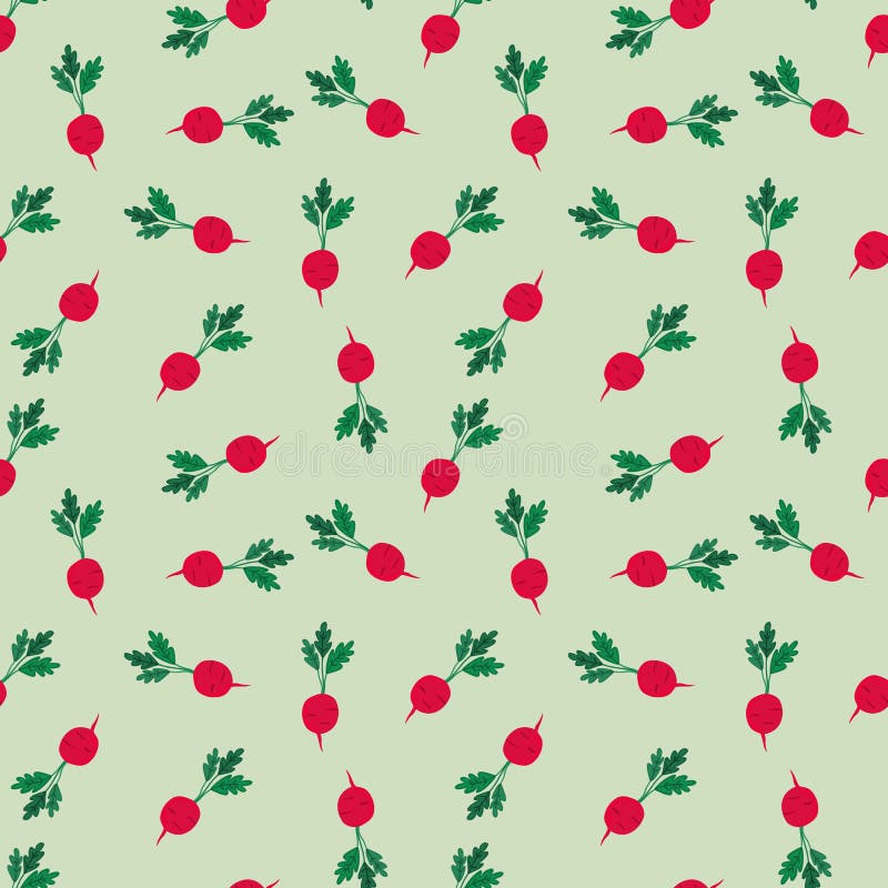 Hand Drawn Radish Seamless Pattern. Radish with Leaves Backdrop Stock ...