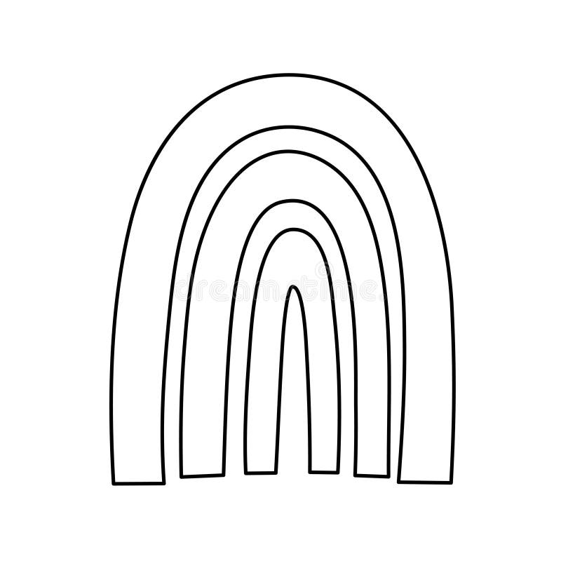 Hand Drawn Rainbow in Doodle Style. Minimalistic Design Vector ...