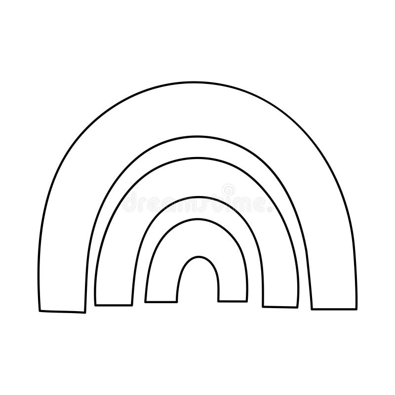 Hand Drawn Rainbow in Doodle Style. Minimalistic Design Vector ...