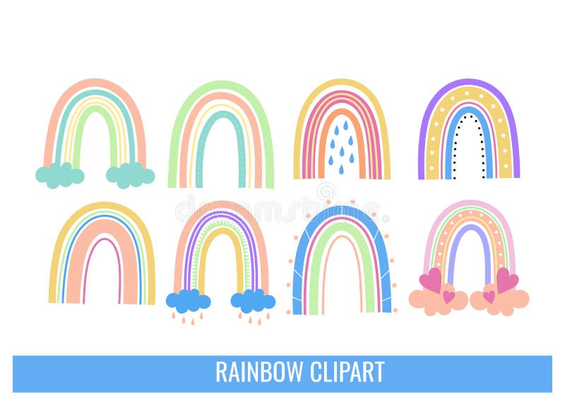 Hand Drawn Rainbow Illustration Retro Style Vector Design Stock Vector ...