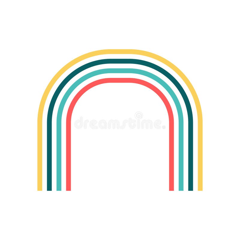 Hand Drawn Rainbow Line Illustration with Flat Cartoon Design. Stock ...