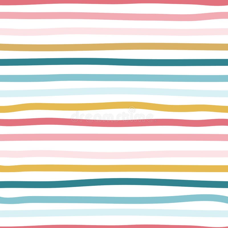 Hand-Drawn Rainbow Striped Vector Seamless Pattern Background Stock ...