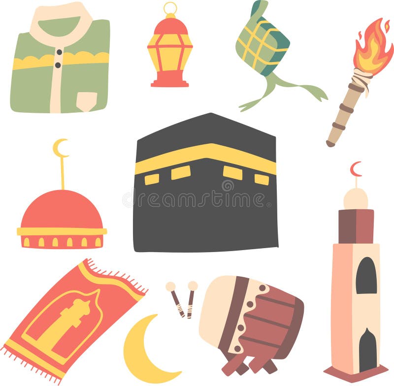 Hand Drawn Ramadan Element Pack Vector Graphics Stock Vector ...