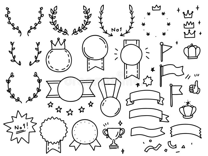 Hand-drawn Ranking Icon Set -white and Black Vector Illustration Stock ...