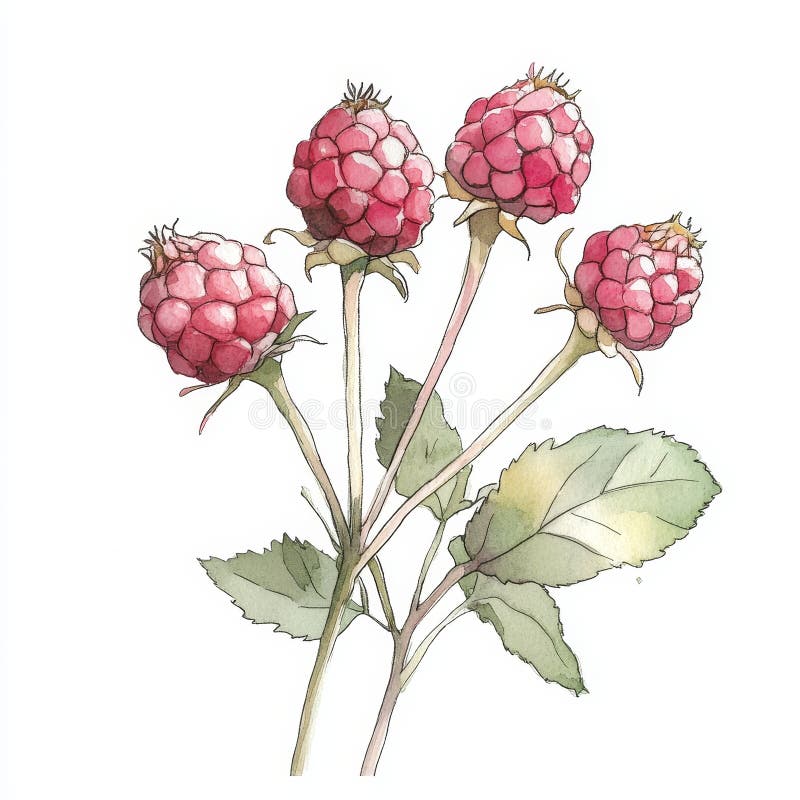 Hand Drawn Raspberries on a White Background. Vector Illustration Stock ...