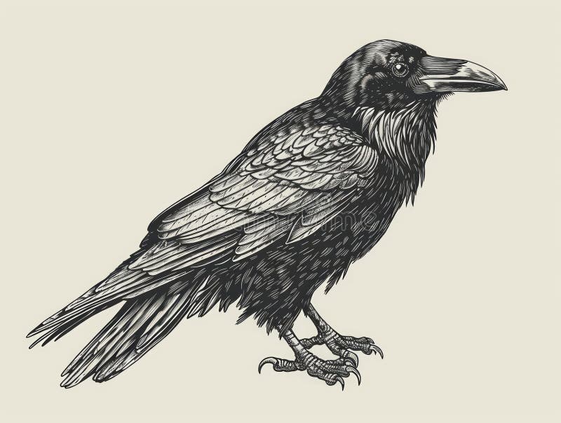 Hand Drawn Raven. Illustration of a Raven in Sketch Style Stock ...