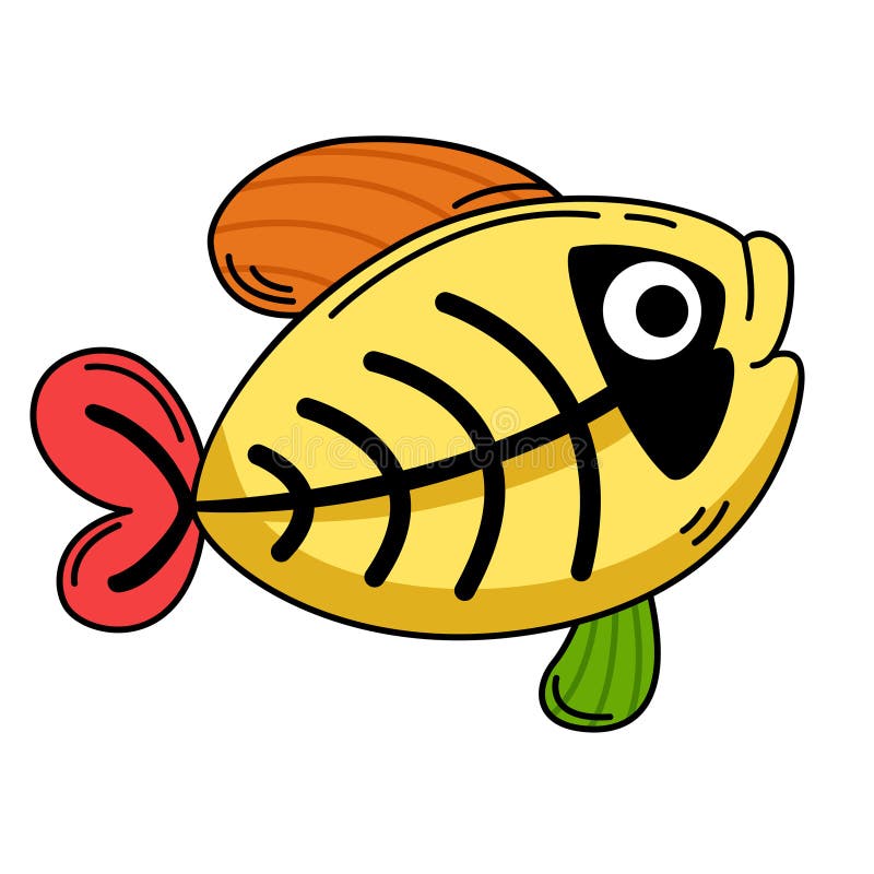 Hand Drawn X Ray Fish Character Illustration Stock Vector ...