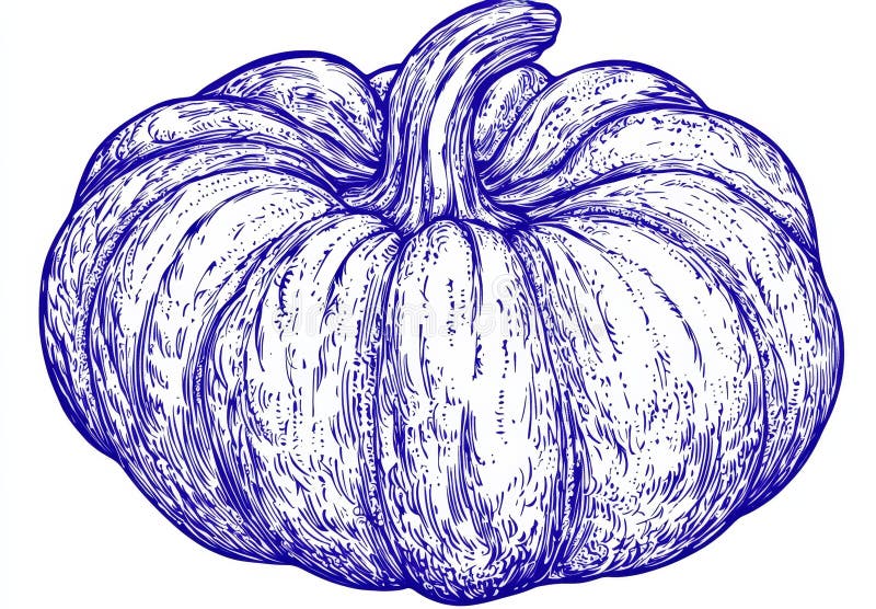 Hand Drawn Realistic Illustration of a Pumpkin Harvest in Autumn Stock ...