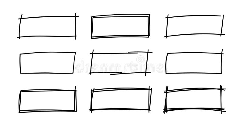 Hand Drawn Rectangle Frames. Grungy Scribble Rectangle Frames. Doodle ...