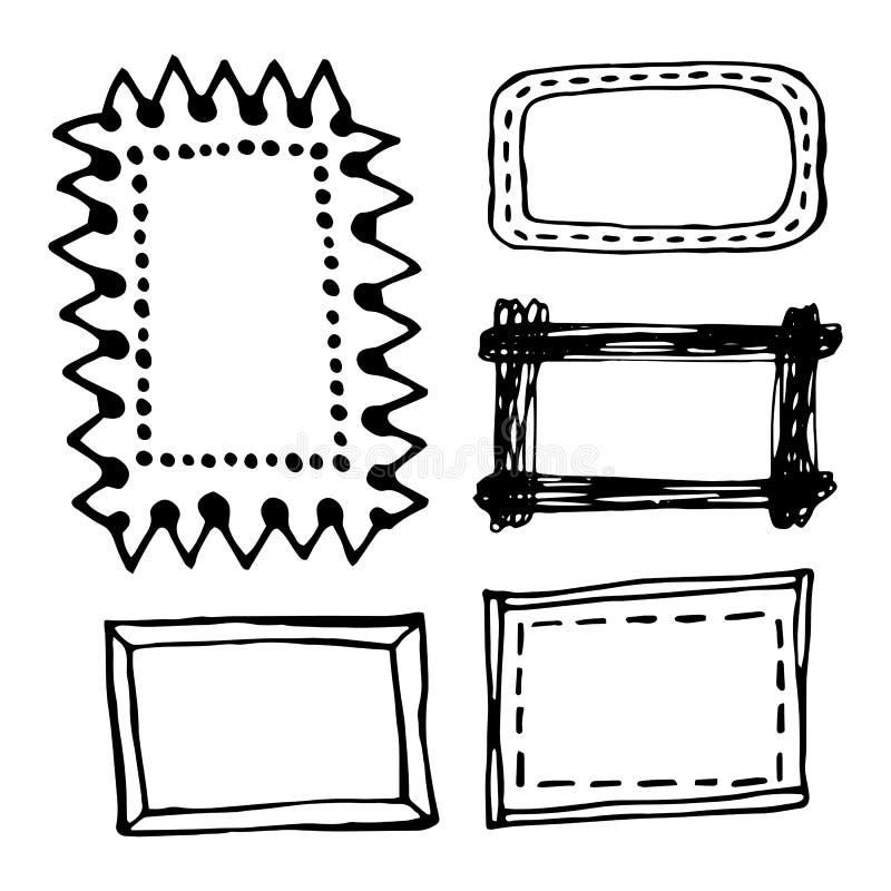 Hand Drawn Rectangle Frames Set Stock Vector - Illustration of black ...