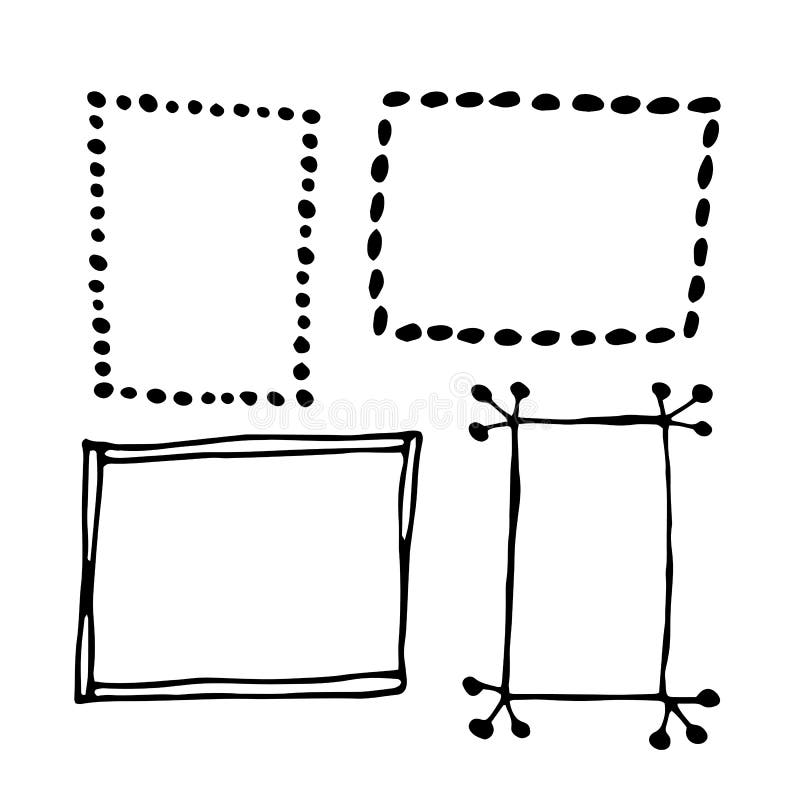 Hand Drawn Rectangle Frames Set Stock Vector - Illustration of pattern ...