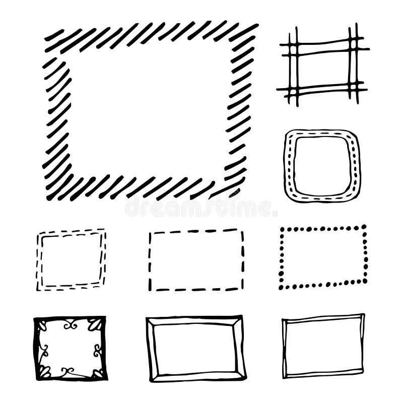 Hand Drawn Rectangle Frames Set Stock Vector - Illustration of drawn ...