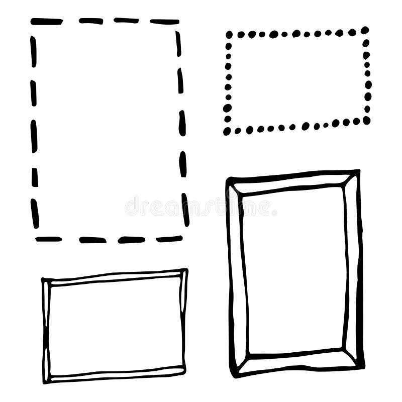 Hand Drawn Rectangle Frames Set Stock Vector - Illustration of brush ...