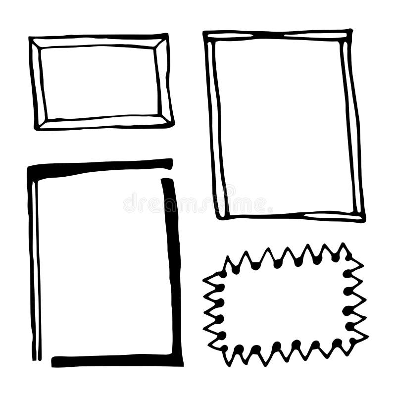 Hand Drawn Rectangle Frames Set Stock Vector - Illustration of label ...