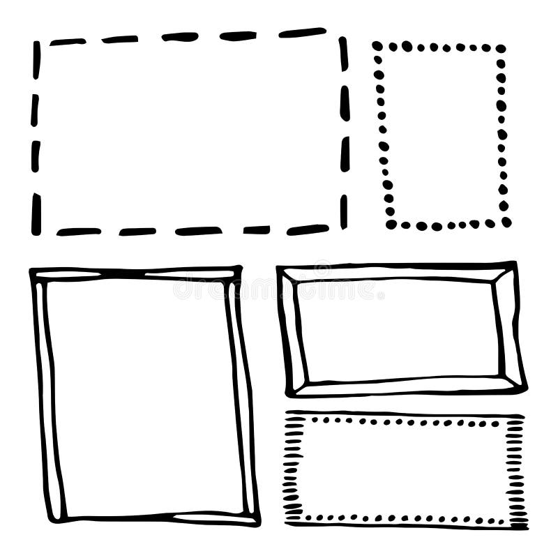 Hand Drawn Rectangle Frames Set Stock Vector - Illustration of ornament ...