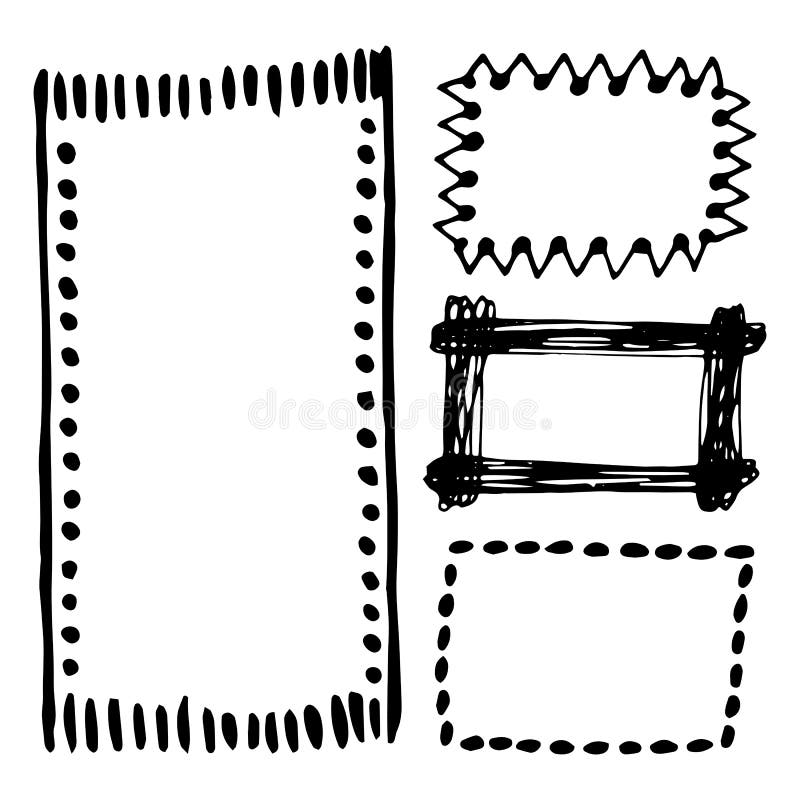 Hand Drawn Rectangle Frames Set Stock Vector - Illustration of cartoon ...