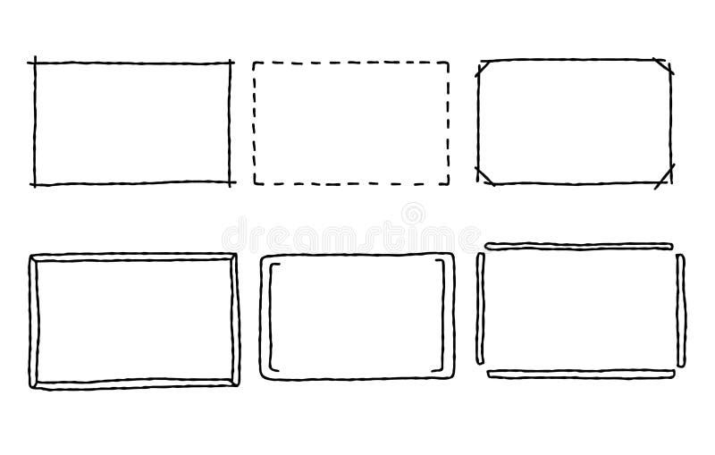 Hand Drawn Rectangle Frames Set. Doodle Rectangular Shape Stock Vector ...