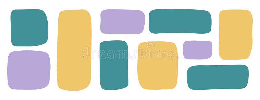 Hand Drawn Rectangle Text Box Doodle Colorful Set. Abstract Geometric ...