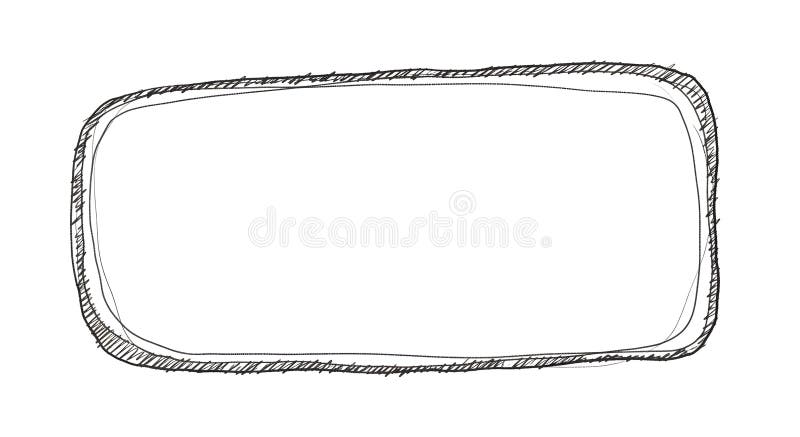 Hand Drawn Rectangular Frame Sketch Design Element on White Backdrop ...