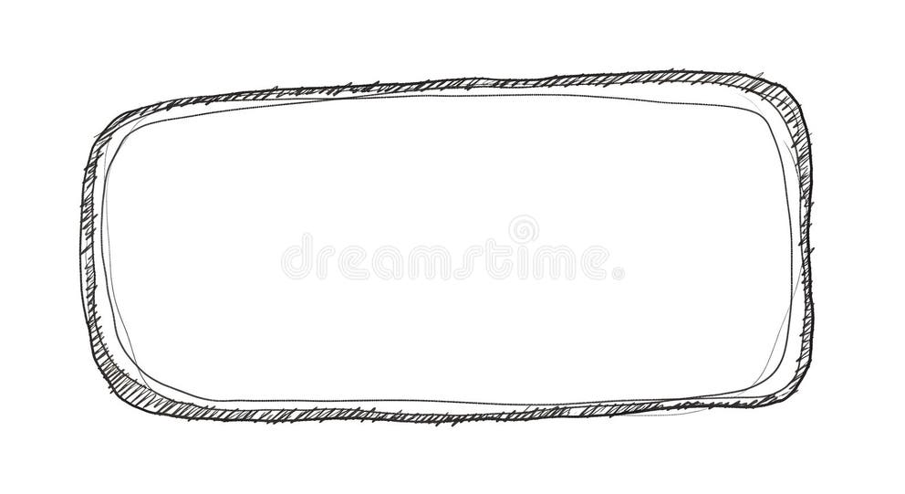 Hand Drawn Rectangular Frame Sketch Design Element on White Backdrop ...