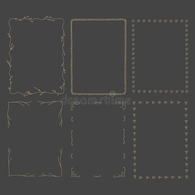 Hand Drawn Rectangular Frames. Stock Illustration - Illustration of ...