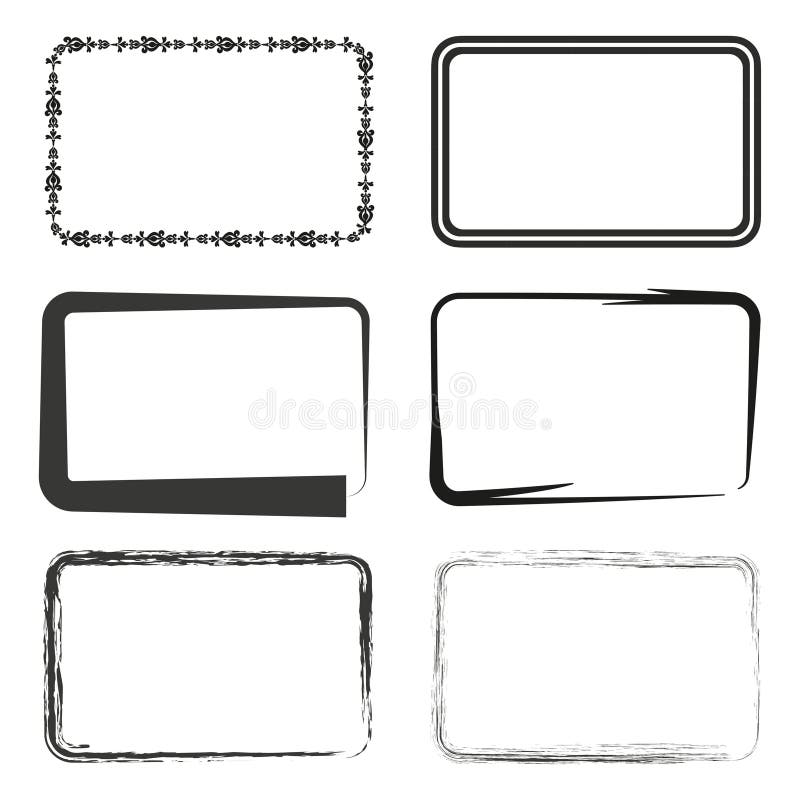Hand Drawn Rectangular Frames. Square Frames Set. Vector Illustration ...
