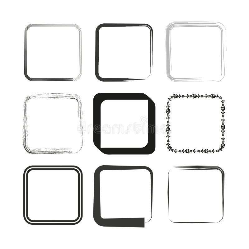 Hand Drawn Rectangular Frames. Square Frames Set. Vector Illustration ...