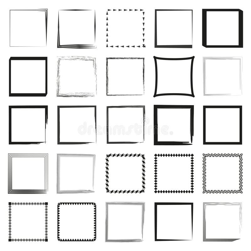 Hand Drawn Rectangular Frames. Square Frames Set. Vector Illustration ...