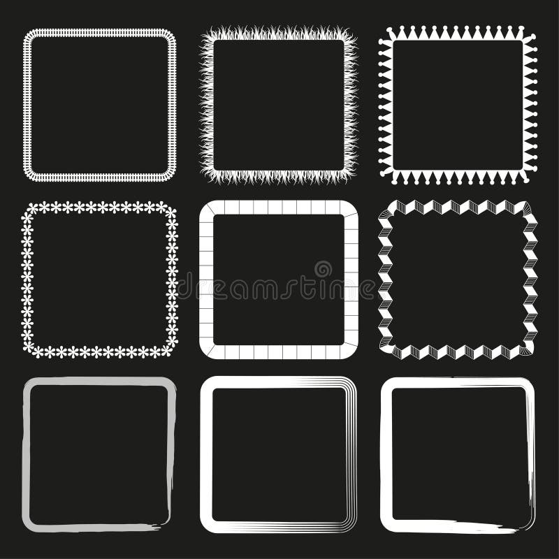 Hand Drawn Rectangular Frames. Square Frames Set. Vector Illustration ...