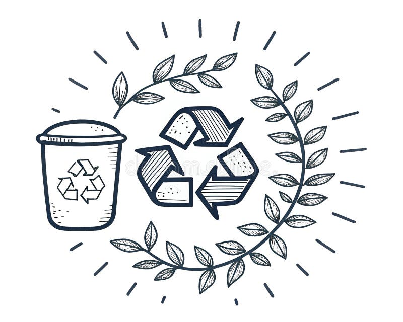 Hand-drawn Recycle Doodle Icon on White Stock Illustration ...