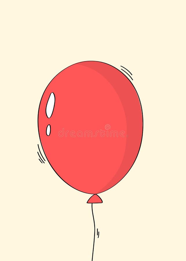 Hand Drawn Red Balloon Greeting Card Stock Vector - Illustration of ...