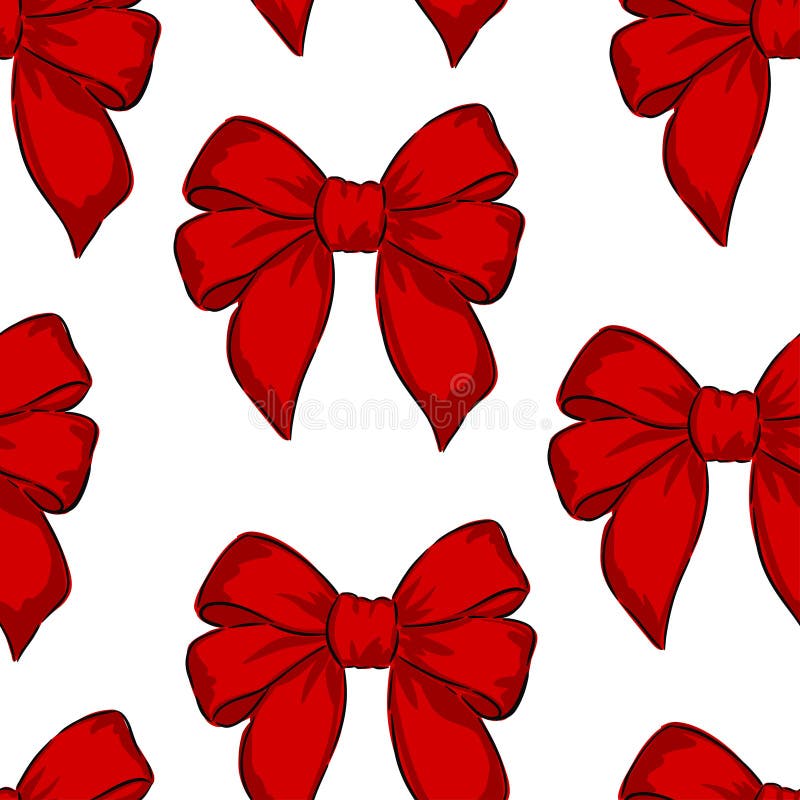 Hand Drawn Red Bows Vector Seamless Pattern, Cute Print Stock Vector ...