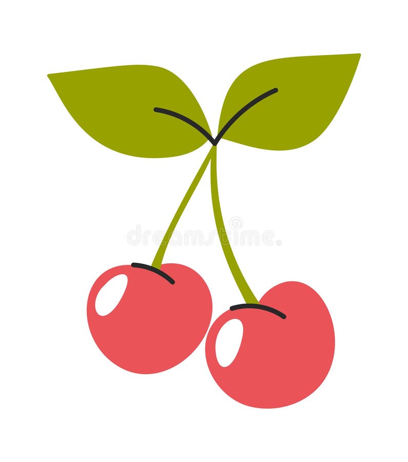 Hand Drawn Red Cherries Bunch Stock Illustration - Illustration of ...