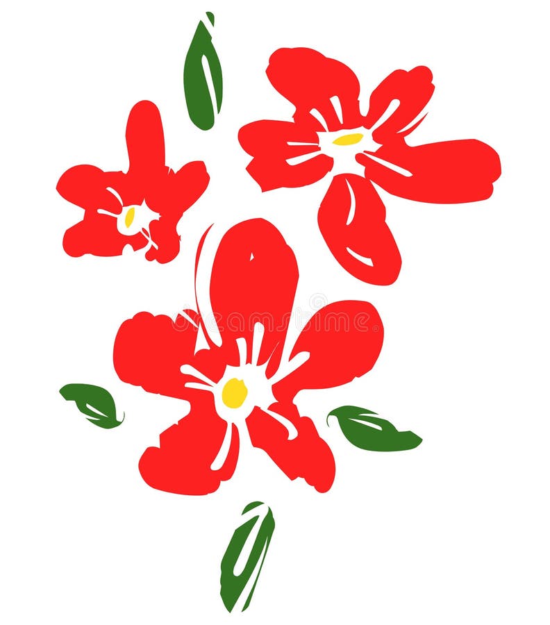 Hand Drawn Red Flowers Isolated Sketch Vector Illustration Stock Vector ...