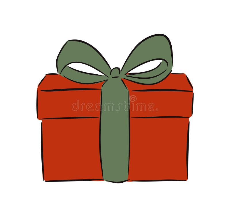 Hand Drawn Red Gift Box Isolated on White Background Stock Vector ...