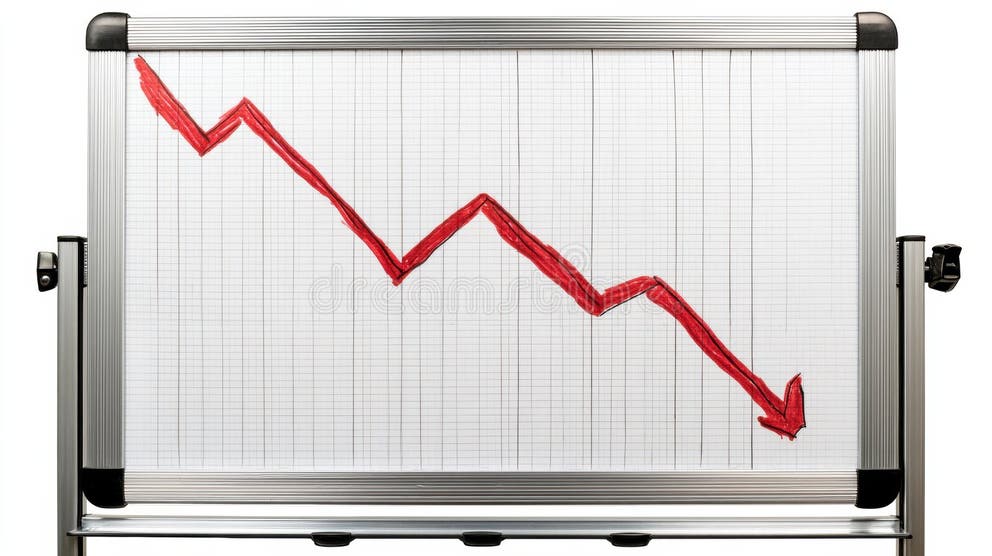 Declining Trend on Whiteboard Stock Illustration - Illustration of loss ...
