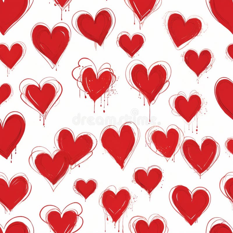 Hand-drawn Red Heart Doodles Stock Illustration - Illustration of organ ...
