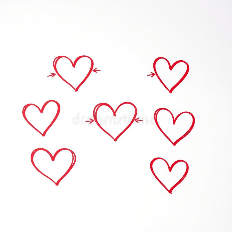 Hand-drawn Red Heart Doodles Stock Illustration - Illustration of ...