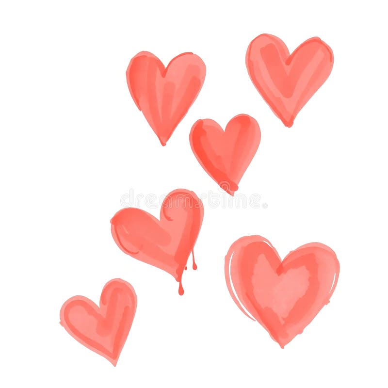 Hand-drawn Red Heart Doodles Stock Illustration - Illustration of ...