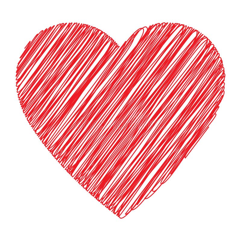 Hand Drawn Red Heart Scribble Heart Vector Stock Vector Illustration