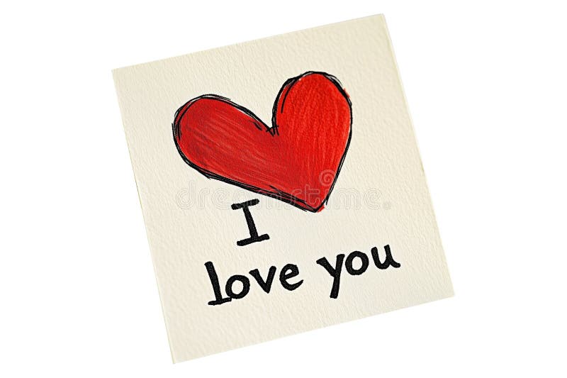 Hand Drawn Red Heart Sketch with I Love You Text Below Placed on Yellow ... Hand Drawn Red Heart Sketch with I Love You Text Below Placed on Yellow ...
