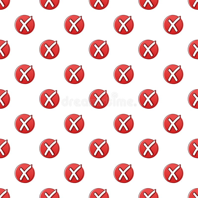 Hand Drawn Red Icon Pattern on White Backdrop. Cross Mark Right Vector ...