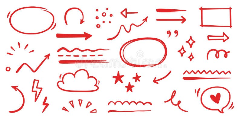 Line Text Highlight, Red Hand Drawn Pen Brush Marker Vector. Line Text ...